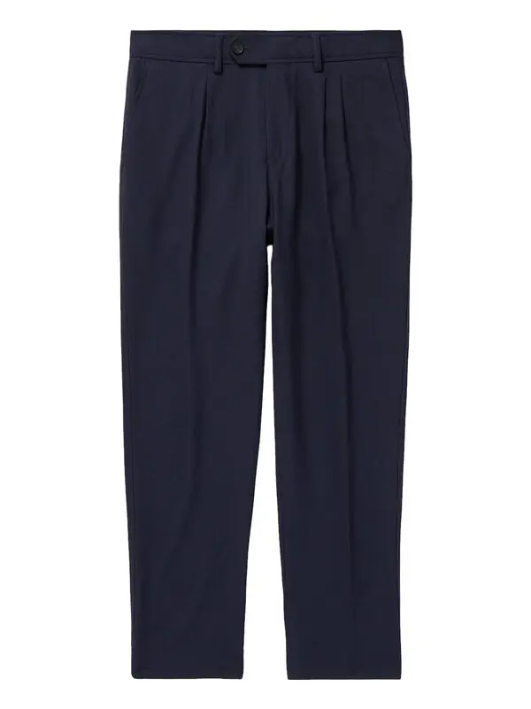 Mr P. Tapered Pleated Woven Trousers - Blue