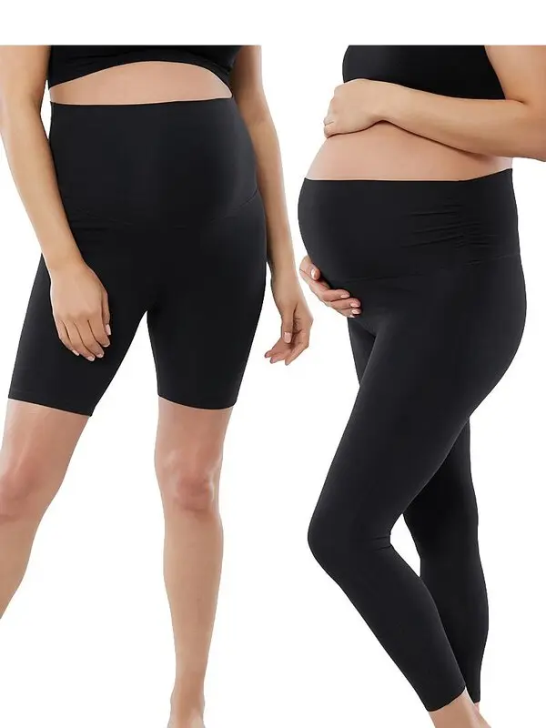 Ingrid & Isabel® Active 7/8 Leggings & Active Bike Shorts, Set Of 2 - Black