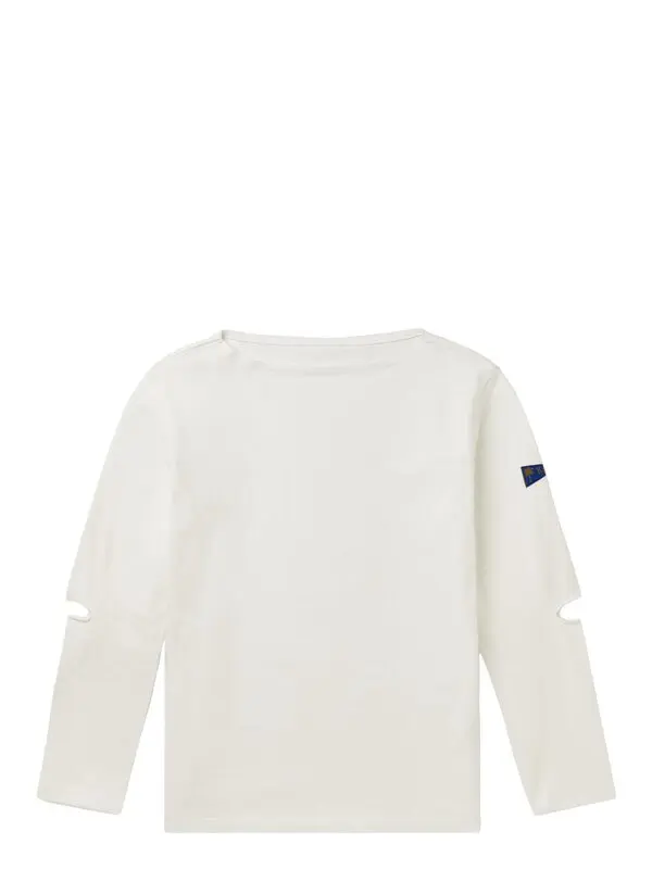 Kapital Logo-appliquéd Cut-out Printed Cotton-jersey T-shirt - White