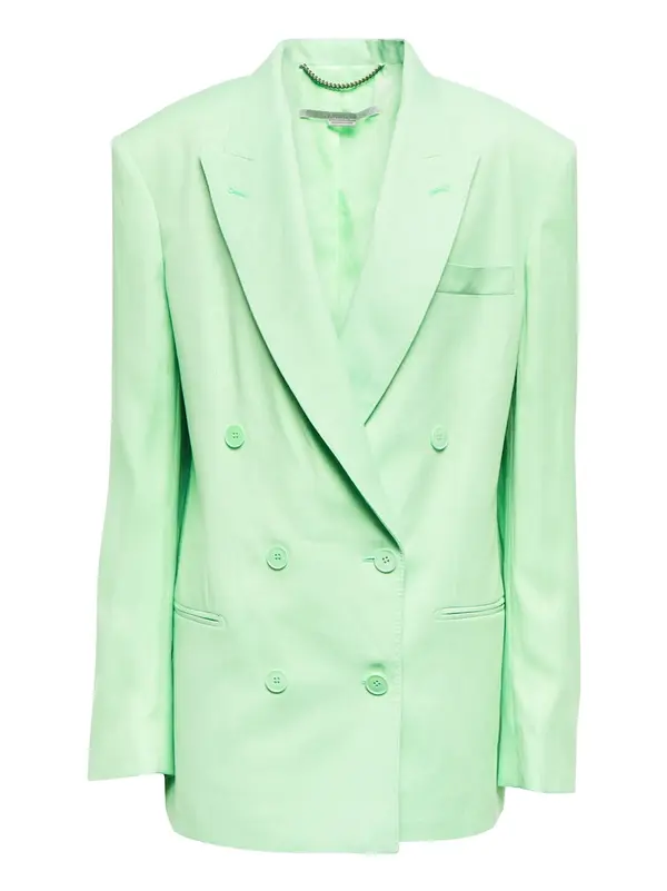 Stella McCartney Double-breasted Linen-blend Blazer - Green