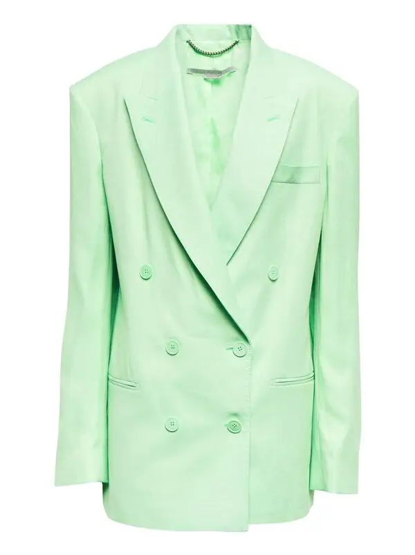 Stella McCartney Double-breasted Linen-blend Blazer - Green