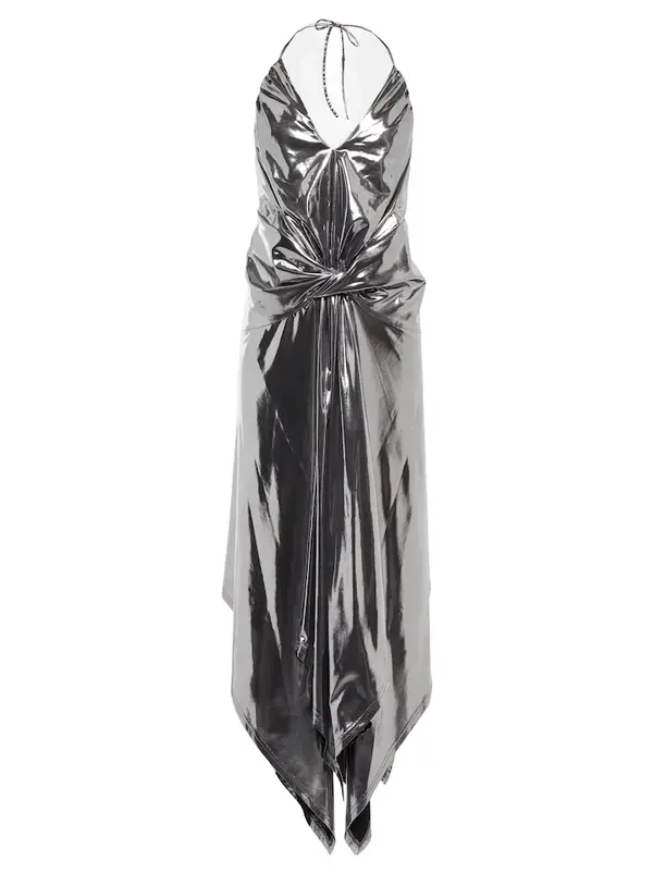 Alexandre Vauthier Halterneck Midi Dress - Metallic