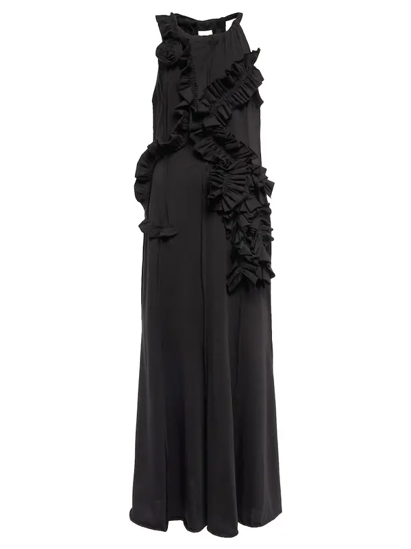 Dries Van Noten Ruffle-trimmed Maxi Dress - Black