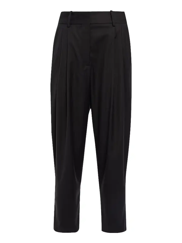 Alaïa Herringbone Tapered Wool Trousers - Black