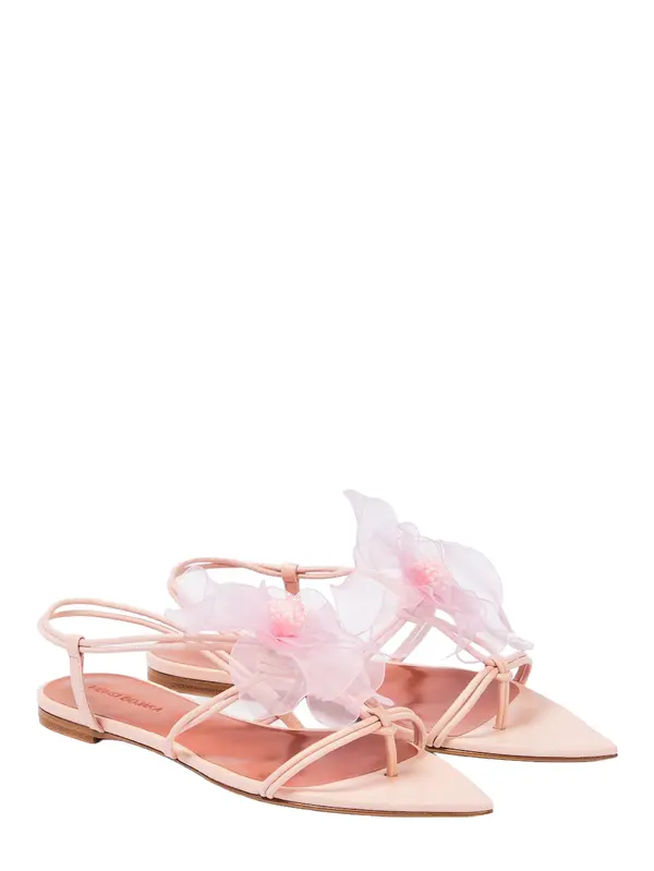 NENSI DOJAKA Appliqué Leather Thong Sandals - Pink