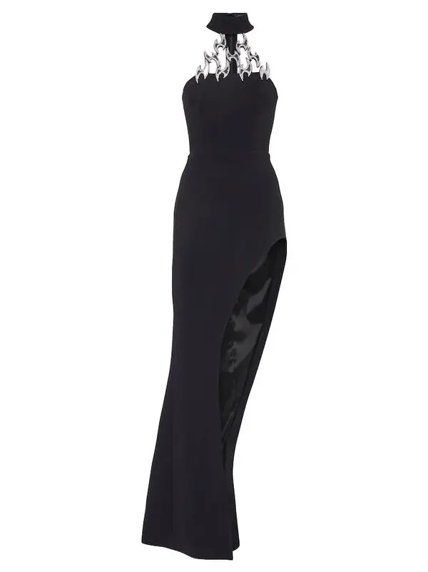 David Koma Crystal-embellished Asymmetric Gown - Black