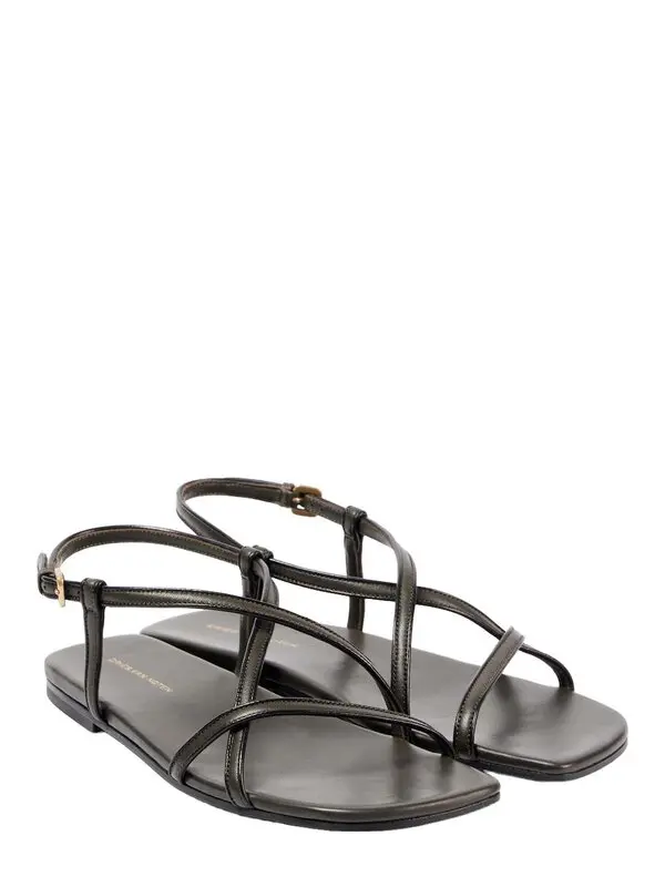 Dries Van Noten Leather Square Open Toe Platform Sandals - Brown