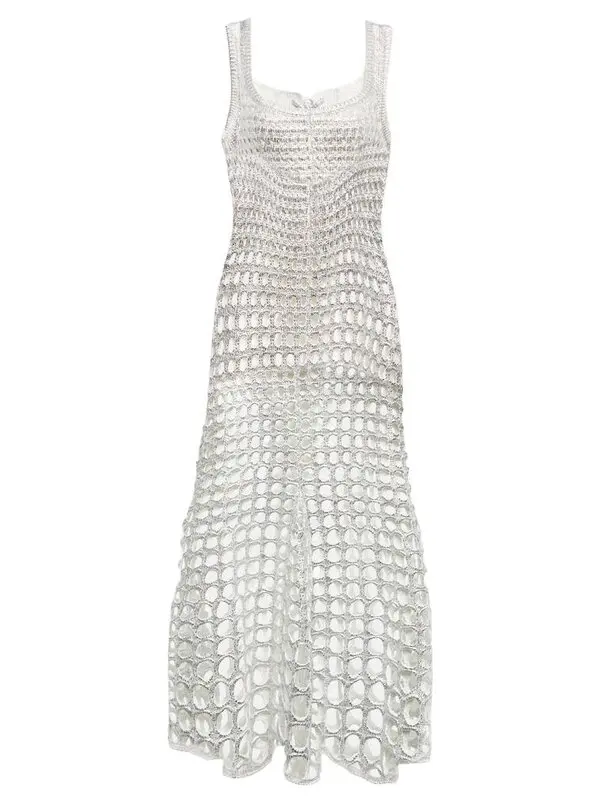 Chloé Crochet Silk Maxi Dress - Silver