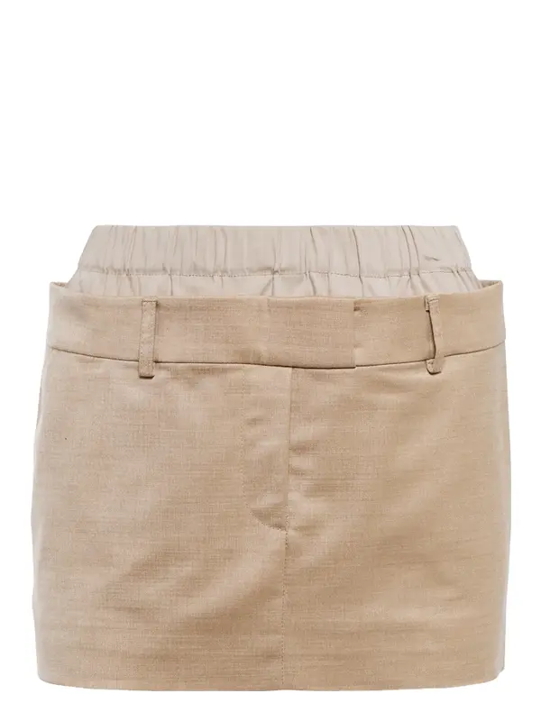 AYA MUSE Layered Wool-blend Miniskirt - Beige
