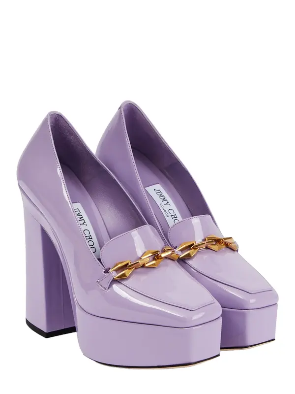 JIMMY CHOO Diamond Tilda Embellished Patent Leather Pumps - Purple