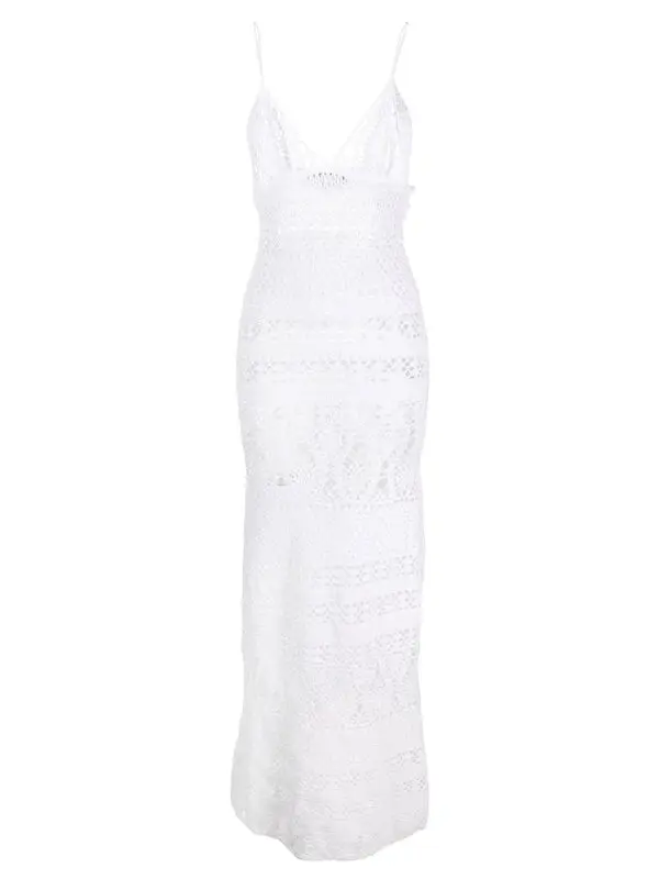 Dsquared2 Cotton Crochet Knit Maxi Dress - White