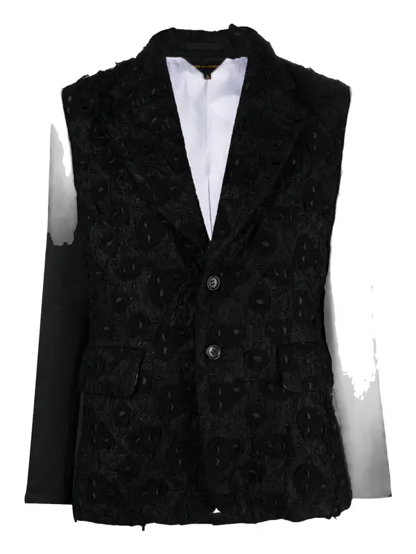 Comme Des Garçons Embroidered Single-breasted Blazer - Black
