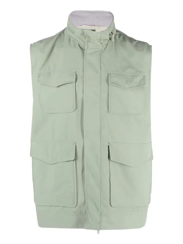 Eleventy High Neck Vest - Green