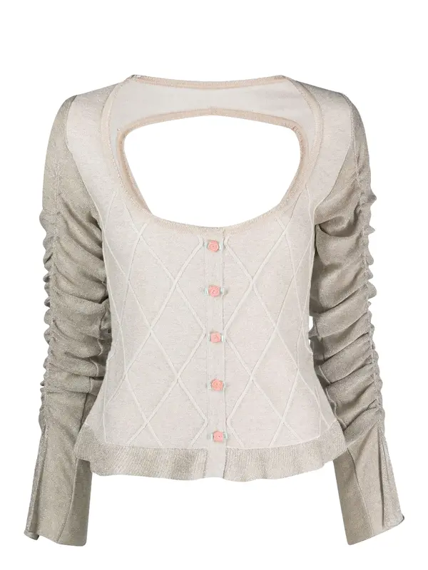 CORMIO Elena Draped-sleeve Cardigan - Neutrals