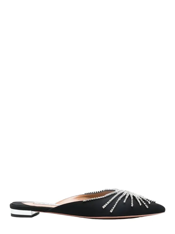 AQUAZZURA Sunshine Crystal-embellished Mules - Black