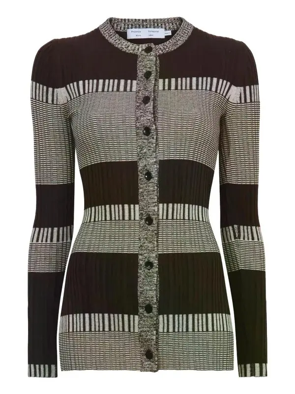 Proenza Schouler White Label Striped Rib-knit Cardigan - Brown