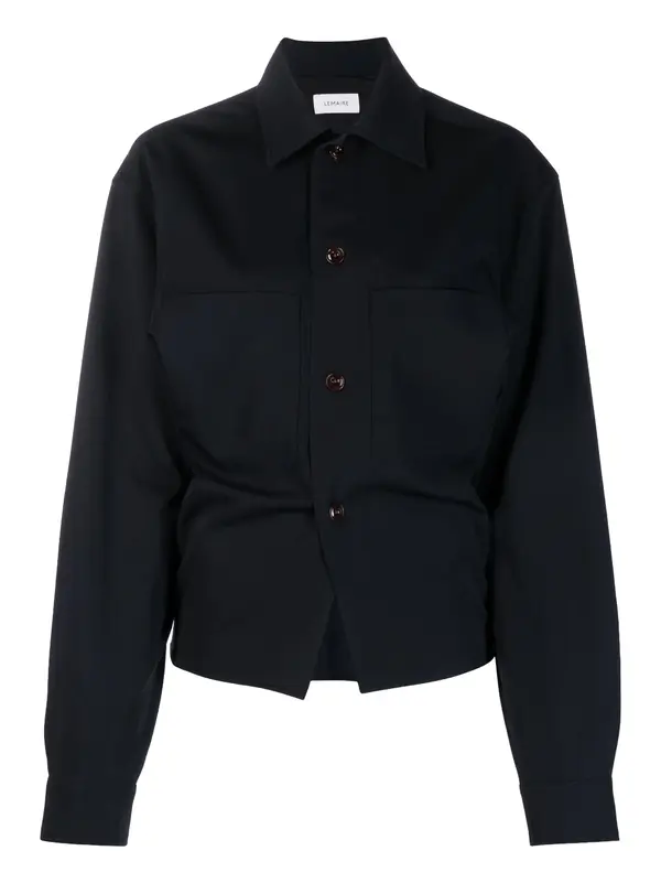 LEMAIRE Balloon-sleeve Wool Shirt - Black