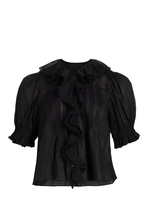 DÔEN Henri Ruffled Top - Black