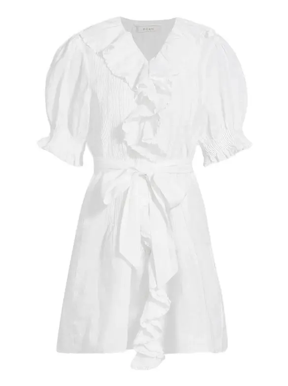 DÔEN Piper Belted Ruffled Minidress - Salt