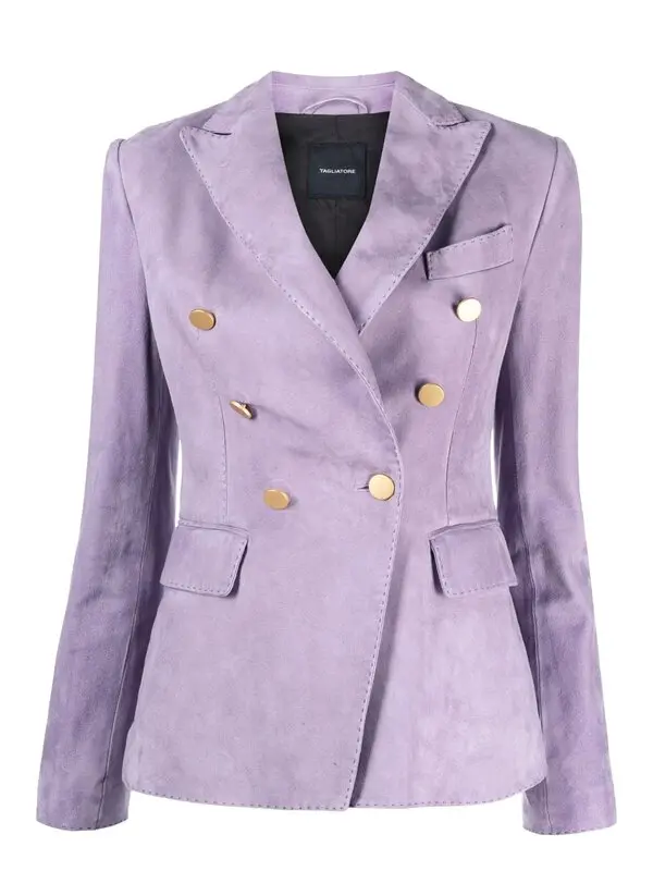 Tagliatore Double-breasted Suede Blazer - Purple