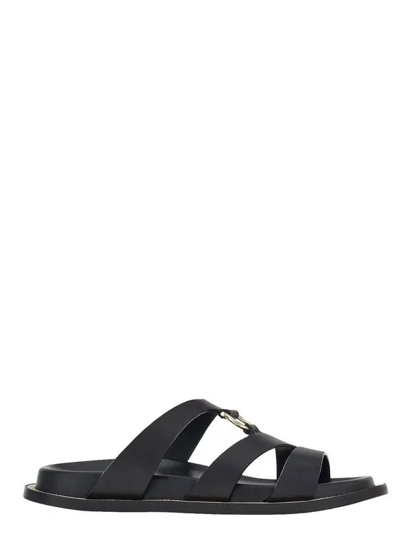 FERRAGAMO Gancini Leather Sandals - Black