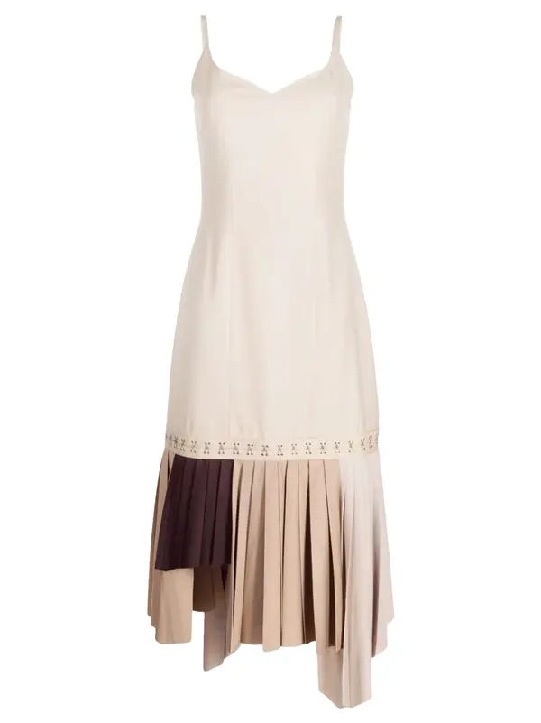 Rokh Sleeveless Pleated Midi Dress - Brown