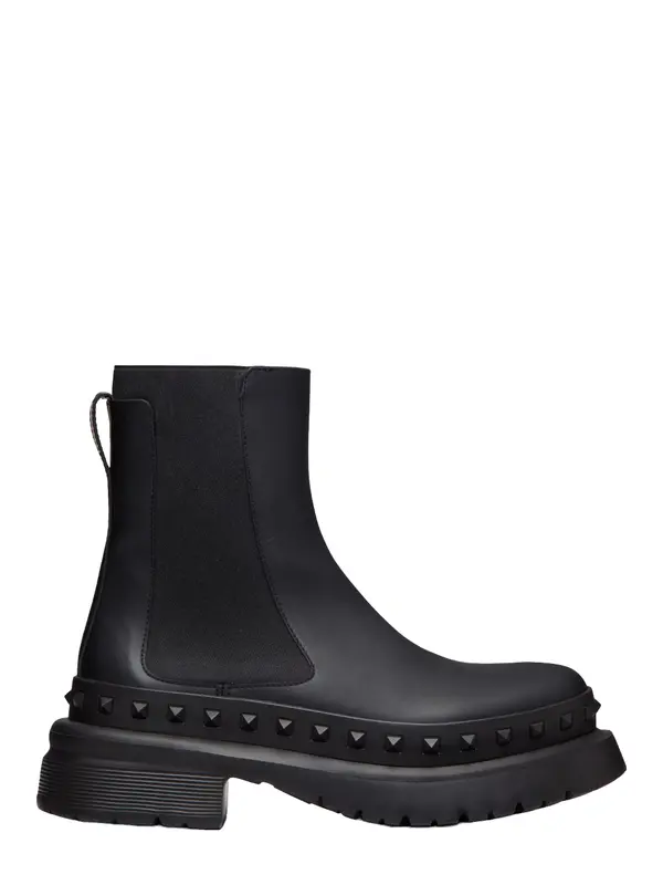 Valentino Garavani Rockstud Leather Ankle Boots - Black