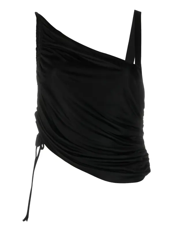 ANDREĀDAMO Draped Sleeveless Top - Black