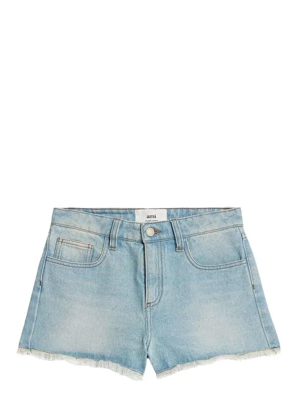 Ami Raw-cut Denim Mini Shorts - Blue