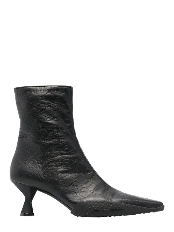 MARINE SERRE Leather Ankle Boots - Black