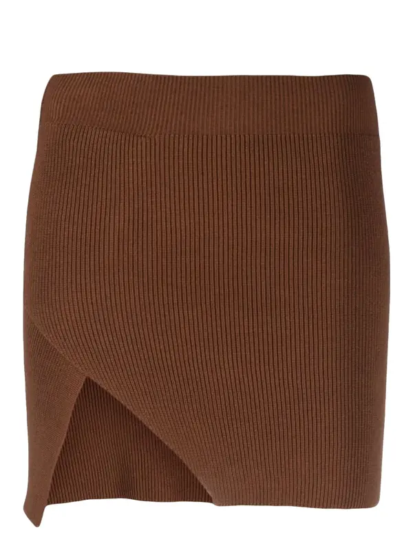 LANEUS Ribbed-knit Miniskirt - Brown
