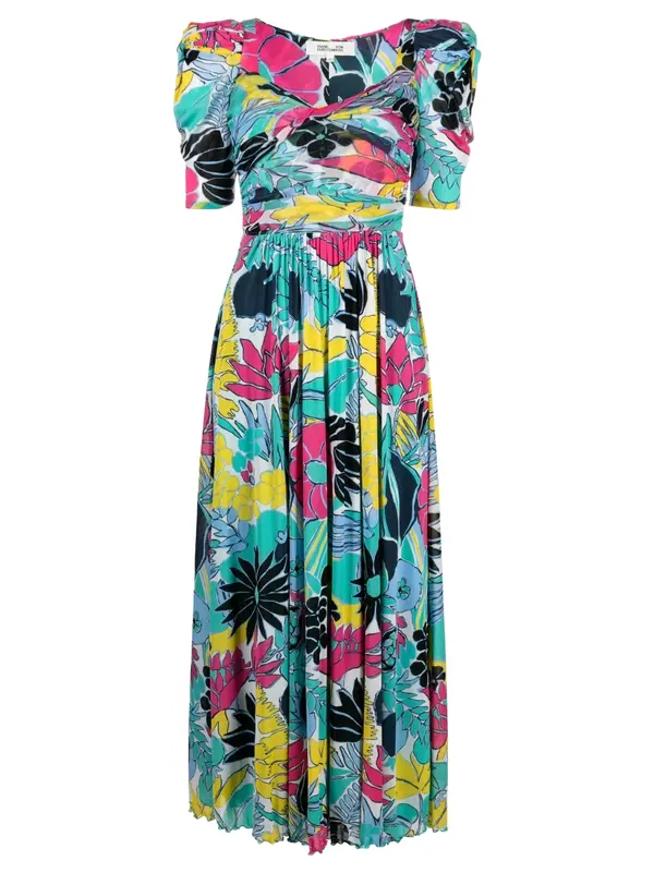 Diane Von Furstenberg Floral-print Midi Dress - Blue