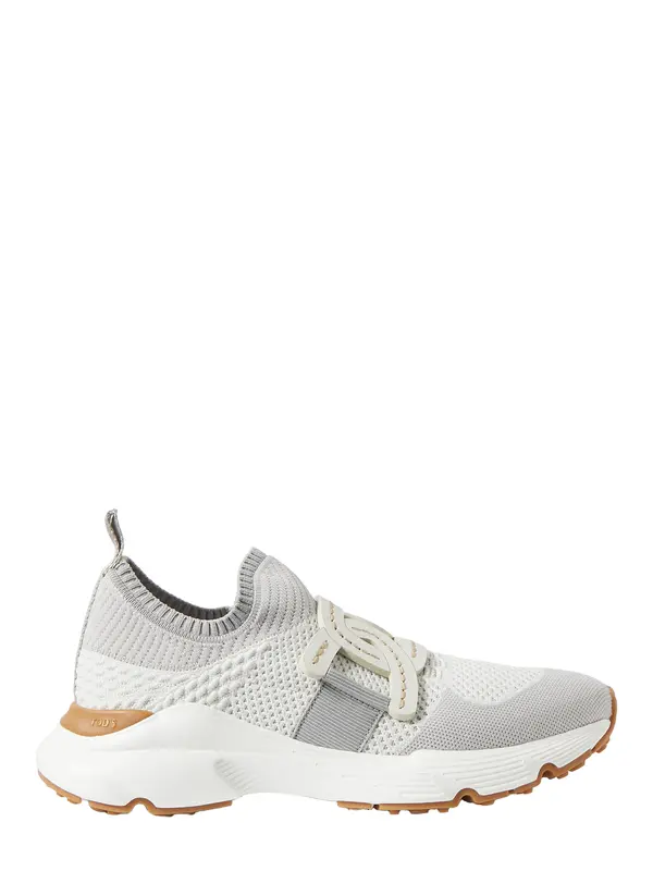 TOD'S Leather-trimmed Slip-on Sneakers - Gray