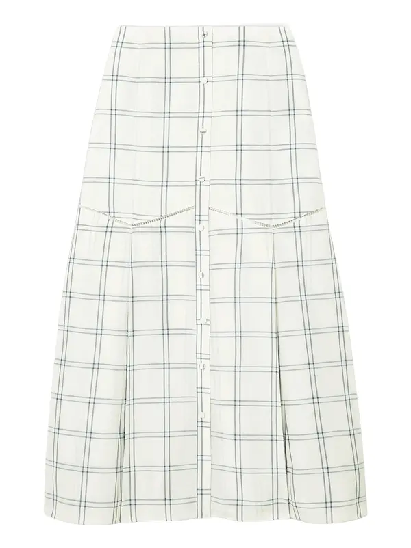 Brock Collection Tamala Checked Midi Skirt - White