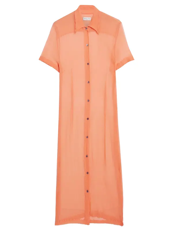 Dries Van Noten Silk-crepon Midi Shirt Dress - Coral