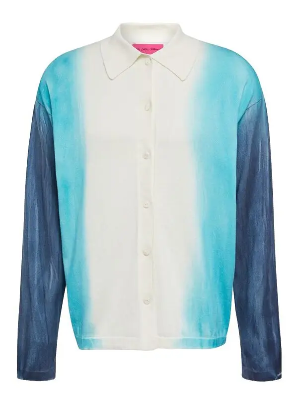 THE ELDER STATESMAN Cotton And Cashmere Cardigan - Blue