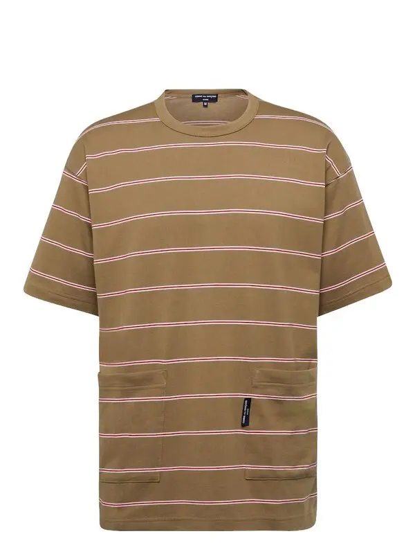 Comme Des Garçons Homme Striped Cotton T-shirt - Beige