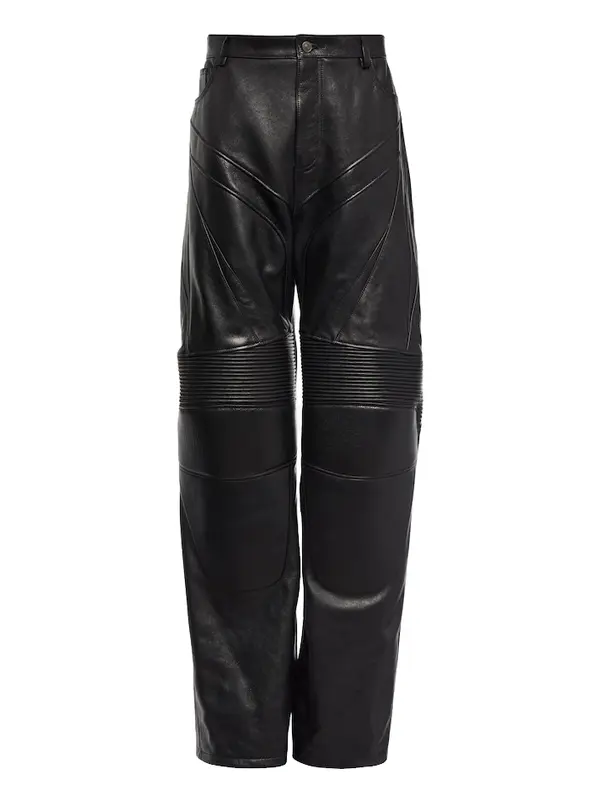 Balenciaga Leather Biker Pants - Black