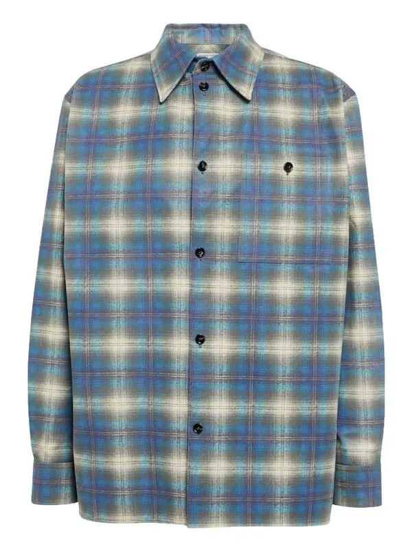 Bottega Veneta Checked Leather Shirt - Blue