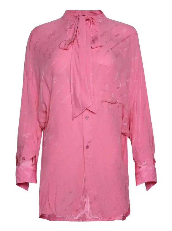 Balenciaga Logomania Allover Jacquard Shirt - Pink