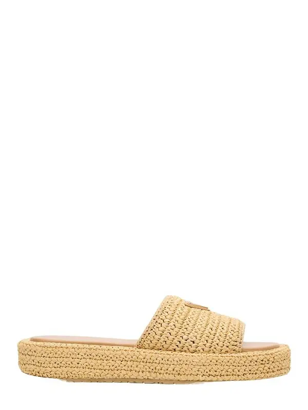 Prada Raffia Platform Slides - Naturale