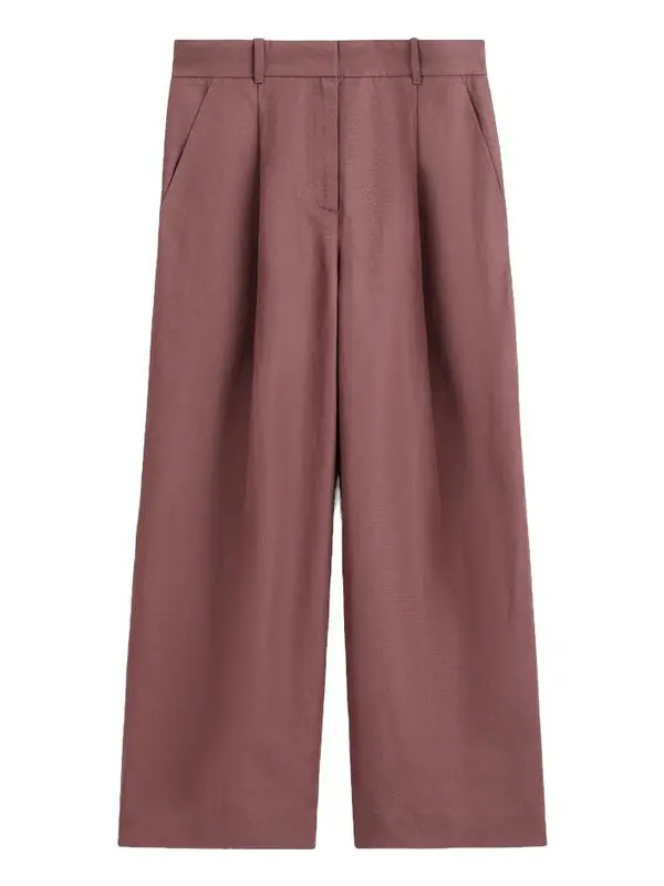 Cos Relaxed Wide-leg Linen-blend Trousers - Brown