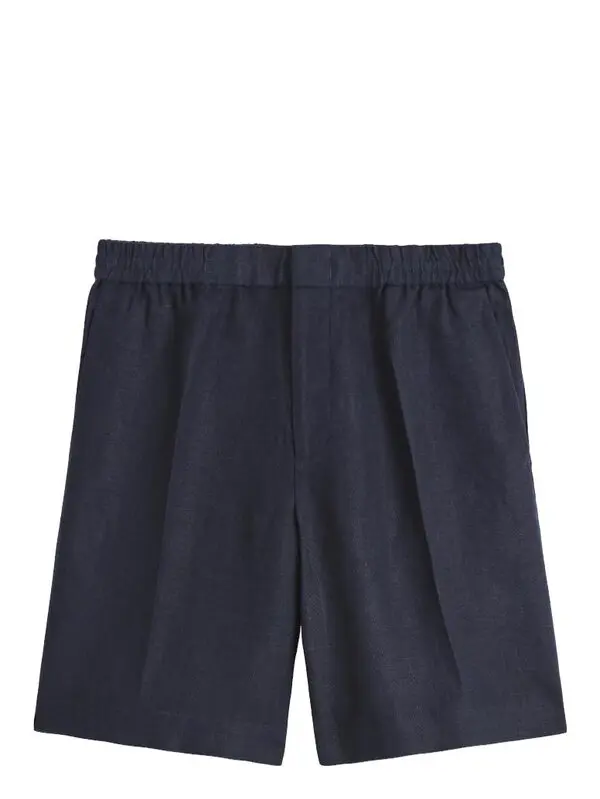 Cos Elasticated Linen Shorts - Navy