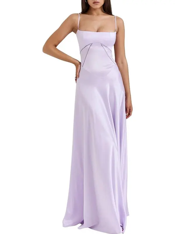 House Of Cb Anabella Lace-up Gown - Pastel Lilac