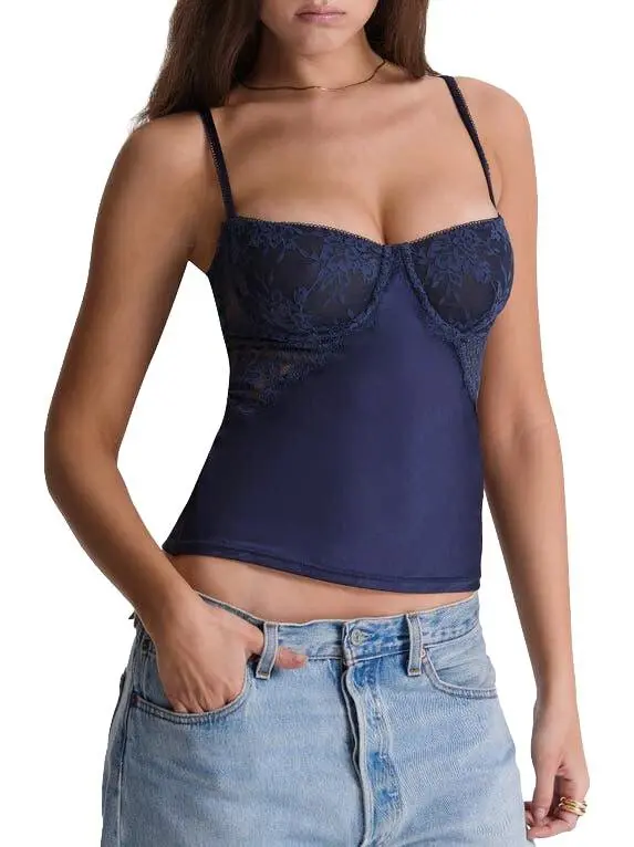 House Of Cb Cecilie Lace Corset Camisole - Navy