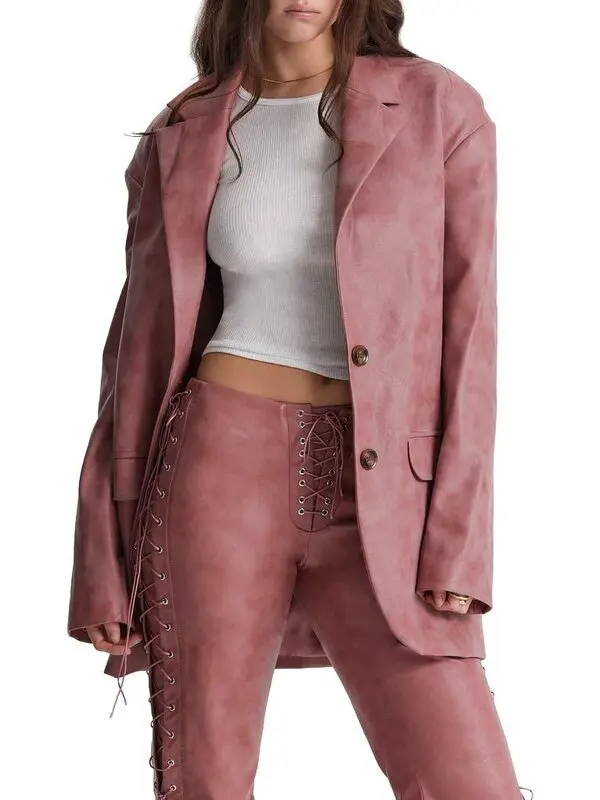 House Of Cb Kiera Faux Leather Blazer - Warm Pink