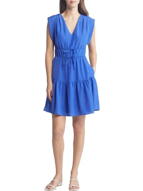 Eliza J Gathered Tie Waist Dress - Cobalt