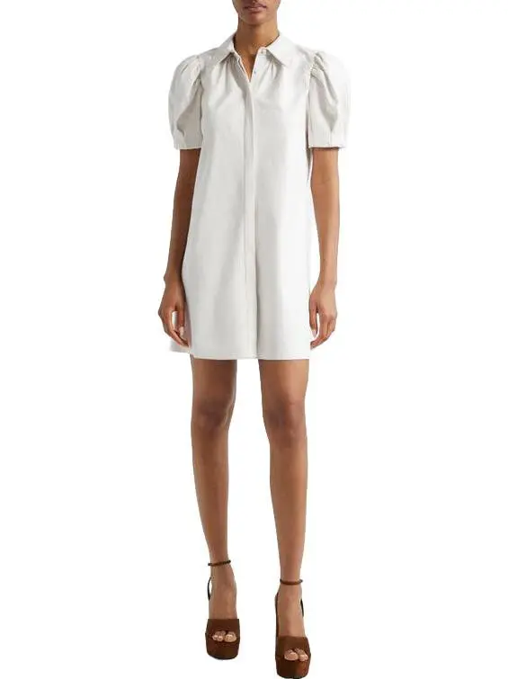 Alice + Olivia Jem Faux Leather Mini Dress - Off White