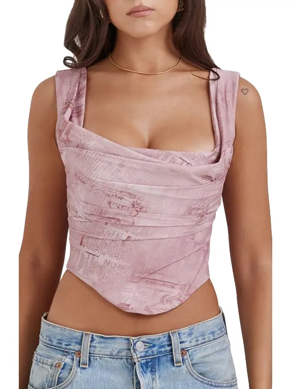 House Of Cb Una Floral Corset Top - Warm Pink