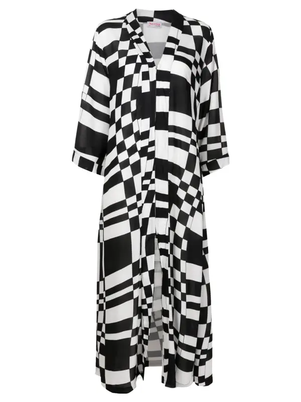 AMIR SLAMA Checked Zip-up Maxi Dress - Black